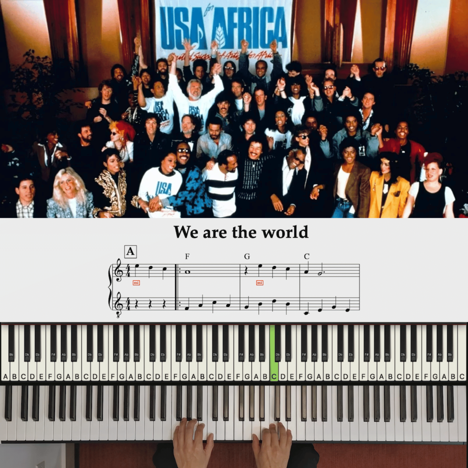 We Are The World Piano Tutorial y Partitura